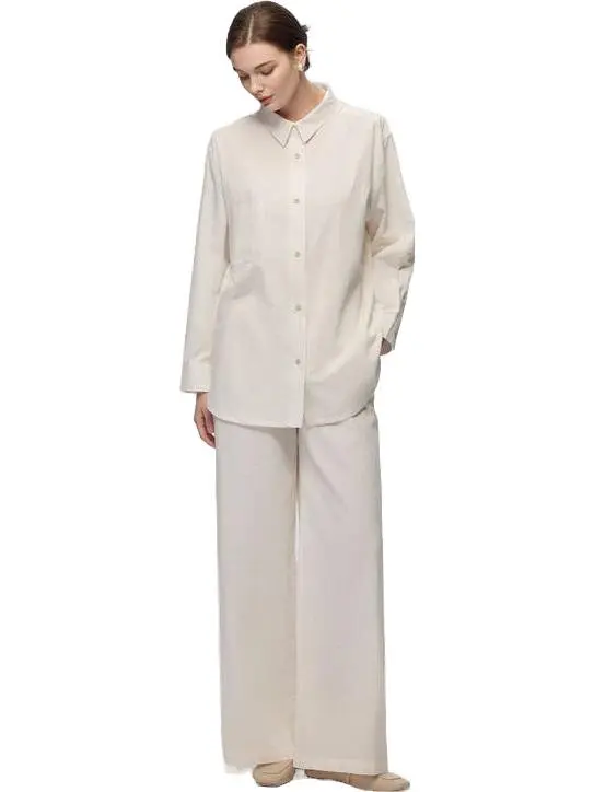 JUANA Lyricist Natural High Rise Pull-on Wide Leg Pants - White