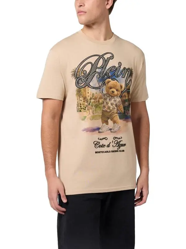 Philipp Plein Round Neck T-shirt Teddy Tennis - Beige