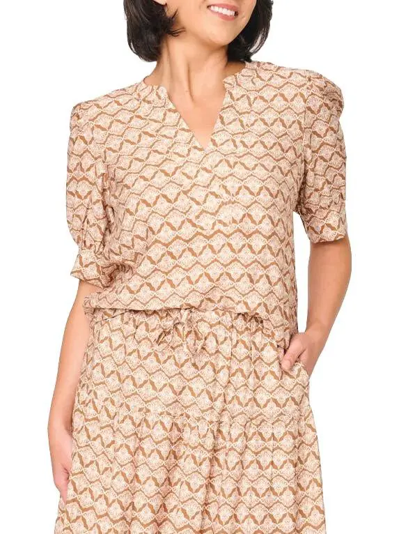 GIBSONLOOK Notch Neck Pullover Top - Mocha Shell