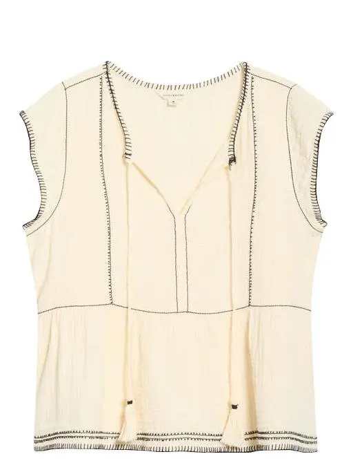 Lucky Brand Embroidered Detail Cotton Tank - Whisper White