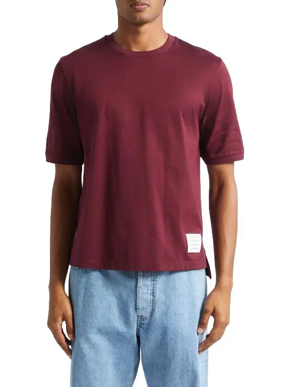 Thom Browne 4-bar Cotton T-shirt - Burgundy