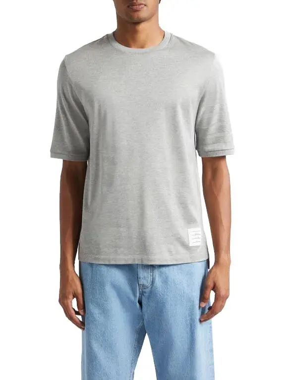 Thom Browne 4-bar Cotton T-shirt - Light Grey