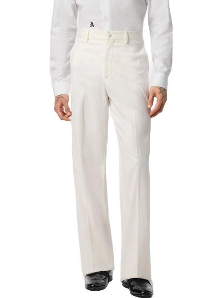 Philipp Plein Wool Wide Leg Trousers - White