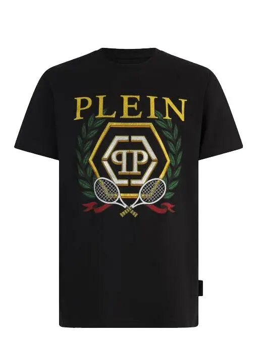 Philipp Plein Round Neck T-shirt Tennis Crest - Black