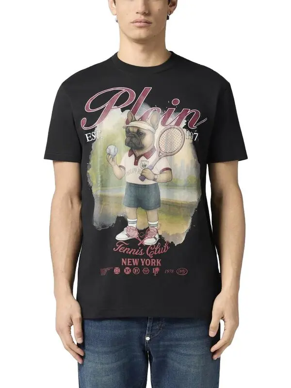 Philipp Plein Round Neck T-shirt New York Tennis - Black