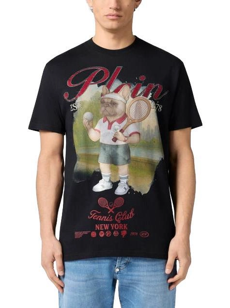 Philipp Plein Round Neck T-shirt Bulldog Tennis Club - Black