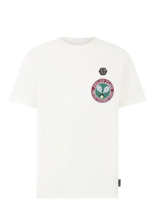 Philipp Plein Round Neck T-shirt Patch Tennis - Offwhite