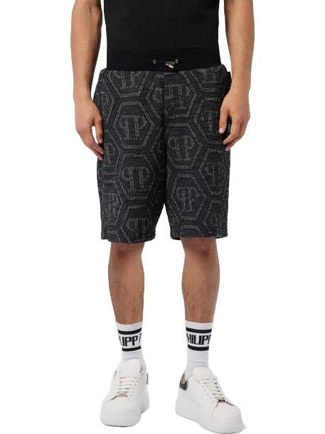 Philipp Plein Monogram Jacquard Fleece Shorts - Black