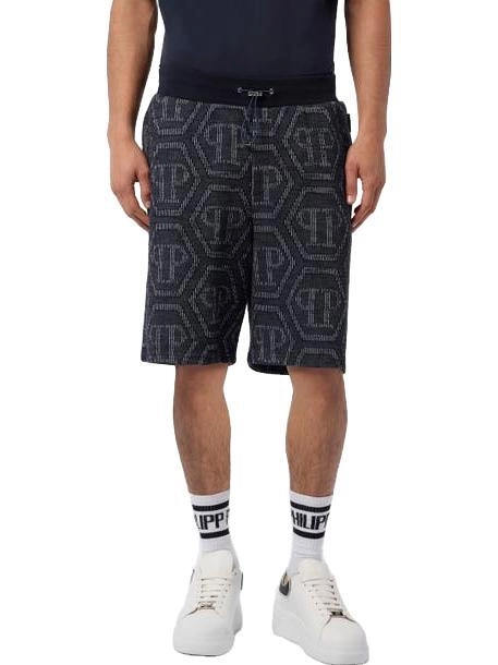 Philipp Plein Monogram Jacquard Fleece Shorts - Navy