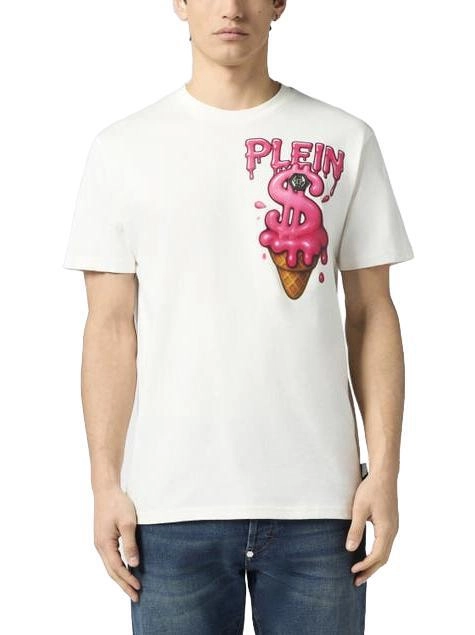 Philipp Plein Round Neck T-shirt Ice Cream Dollar - Offwhite