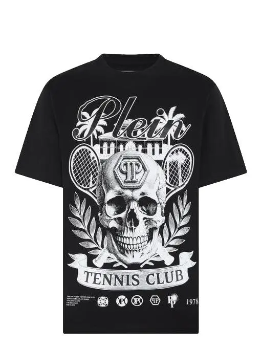 Philipp Plein Round Neck T-shirt Skull Tennis Club - Black