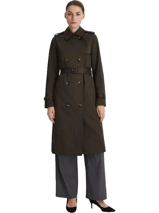 OROLAY Long Classic Double-breasted Trench Coat - Coffee