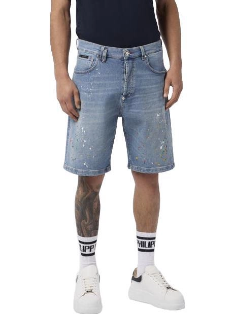 Philipp Plein Denim Shorts Paint - Mykonos