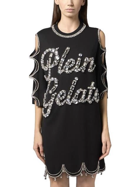 Philipp Plein Crystal Embellished T-shirt Dress - Black