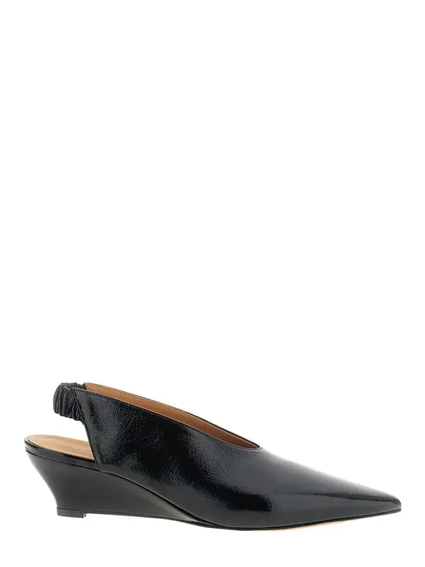 ODISSI Pointed Toe Wedge Slingbacks - Nero