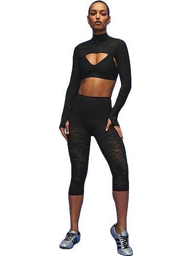 Victoria's Secret Vsx Roseflex Lace Capri Legging - Black