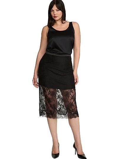 Victoria's Secret Very Sexy Rose Lace Midi Skirt - Black