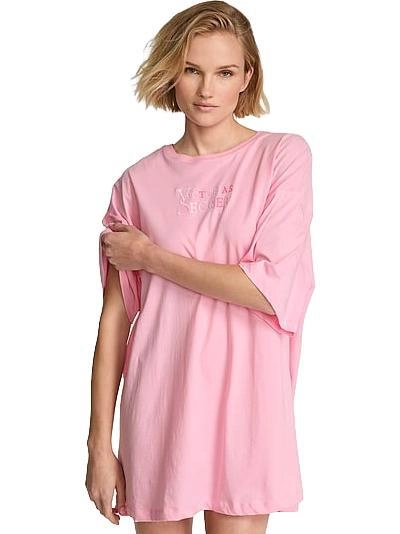 Victoria's Secret 100% Cotton Oversized Sleep Tee - Pink