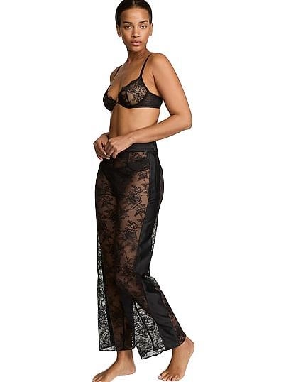 Victoria's Secret Very Sexy Rose Lace Wide-leg Trousers - Black