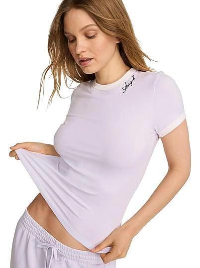 Victoria's Secret Angel Essentials Stretch Cotton Ringer Tee - Purple