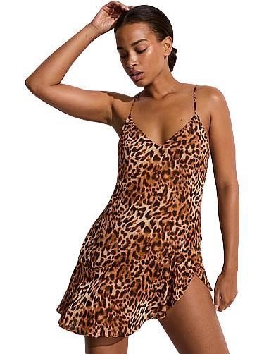 Victoria's Secret Swim Beachwear Sheer Crinkle Asymmetric Mini Dress - Print