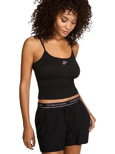 Victoria's Secret 100% Cotton Cami & Short Set - Black