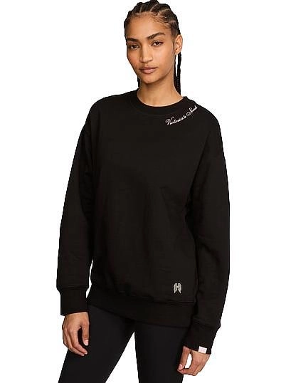 Victoria's Secret Angel Essentials Iconic Fleece Crewneck Sweatshirt - Black