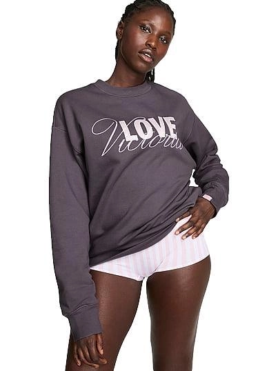 Victoria's Secret Angel Essentials Iconic Fleece Crewneck Sweatshirt - Grey