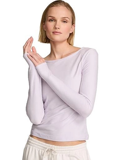 Victoria's Secret Vsx New Essential Long-sleeve Open-back Tee - Print