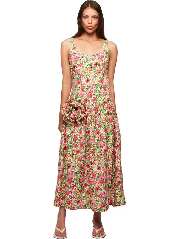 SWF Rosette Drop Waist Midi Dress - Field