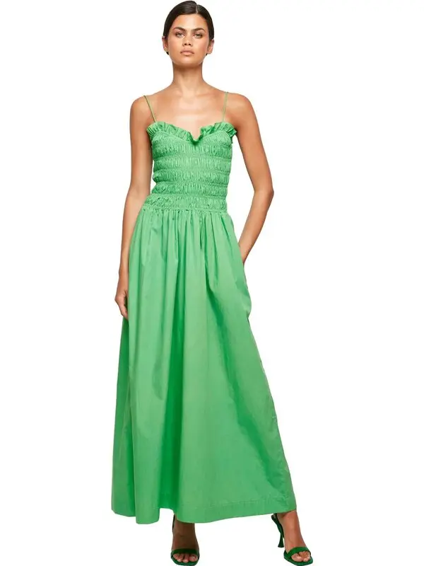 SWF Ruffled Bodice Midi Dress - Sunlit Moss