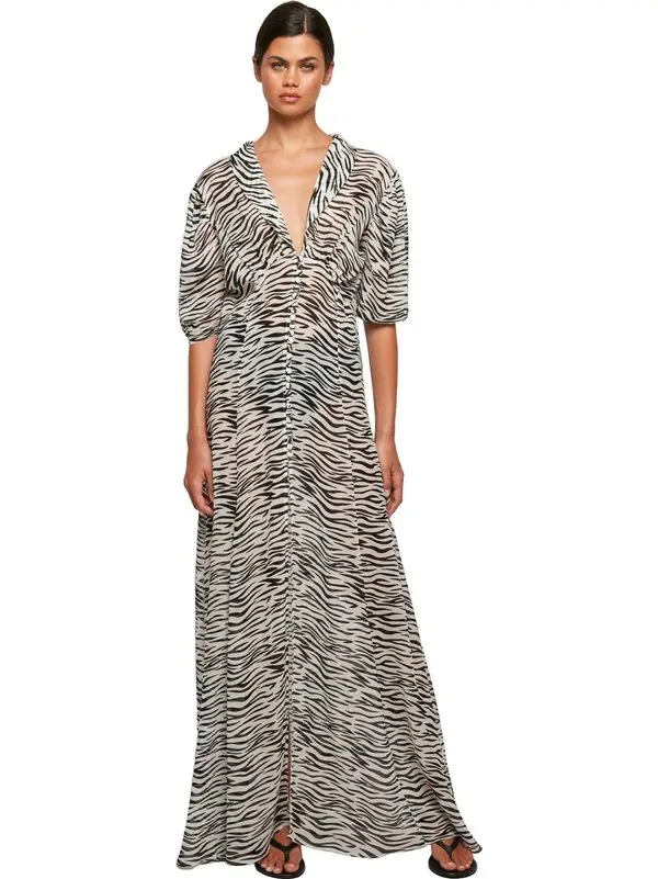 SWF Sheer Button Front Maxi - Shadow Play