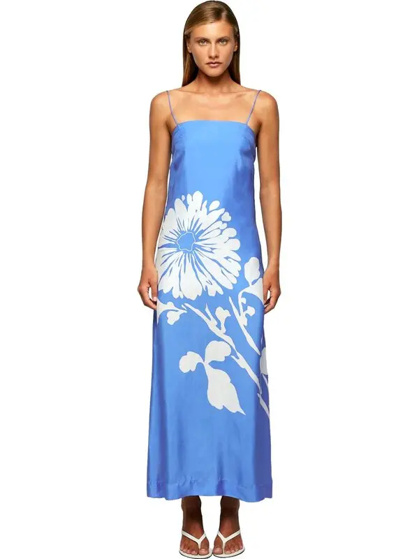 SWF Satin Spaghetti Strap Midi Dress With Floral Print - Rebloom