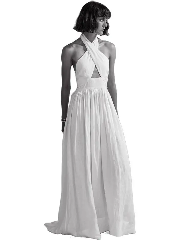 SWF Crossover Halterneck Maxi Dress - White