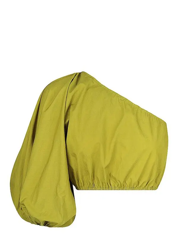 SWF Exaggerated One Shoulder Crop Top - Pear