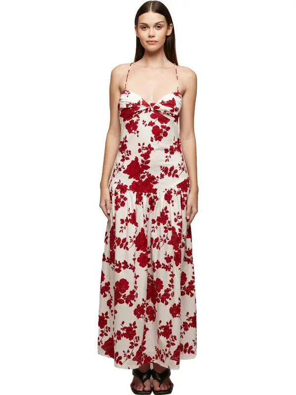 SWF Fitted Midi Dress - Red Veil