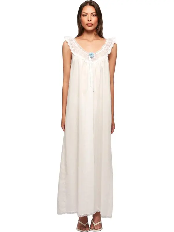SWF Lace Trim Dayjama Maxi - Chalk