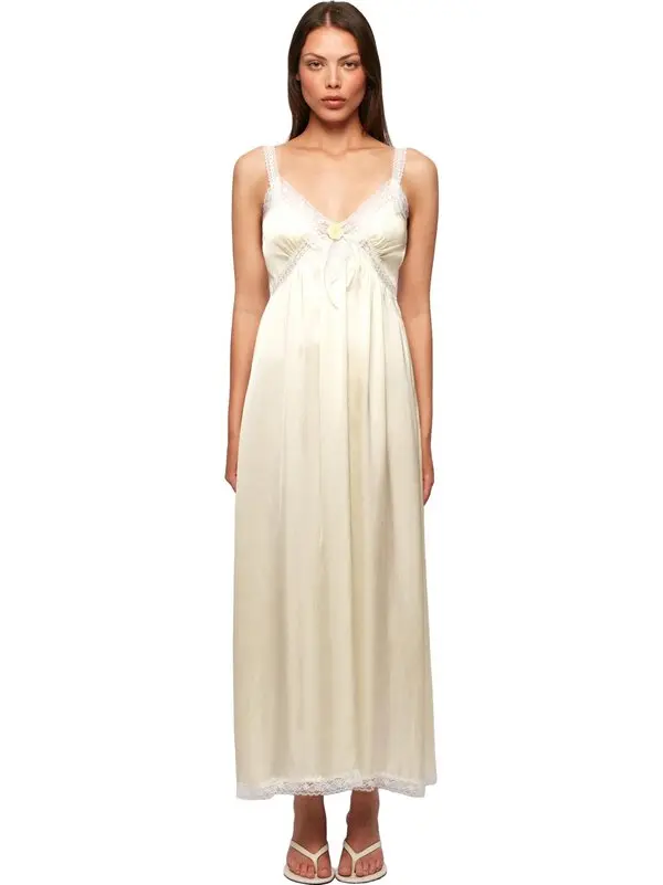 SWF Lace Detail Empire Midi - Lemon