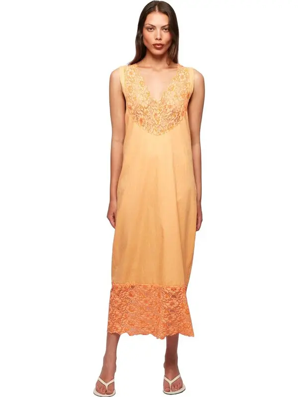SWF Lace Trim Midi Dress - Chrome
