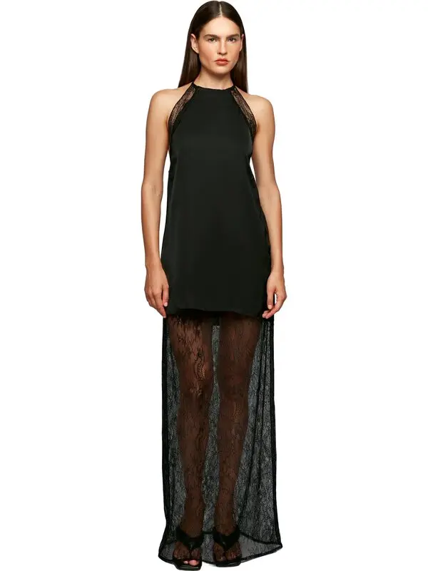 SWF Lace Trim Halter Tunic - Ebony