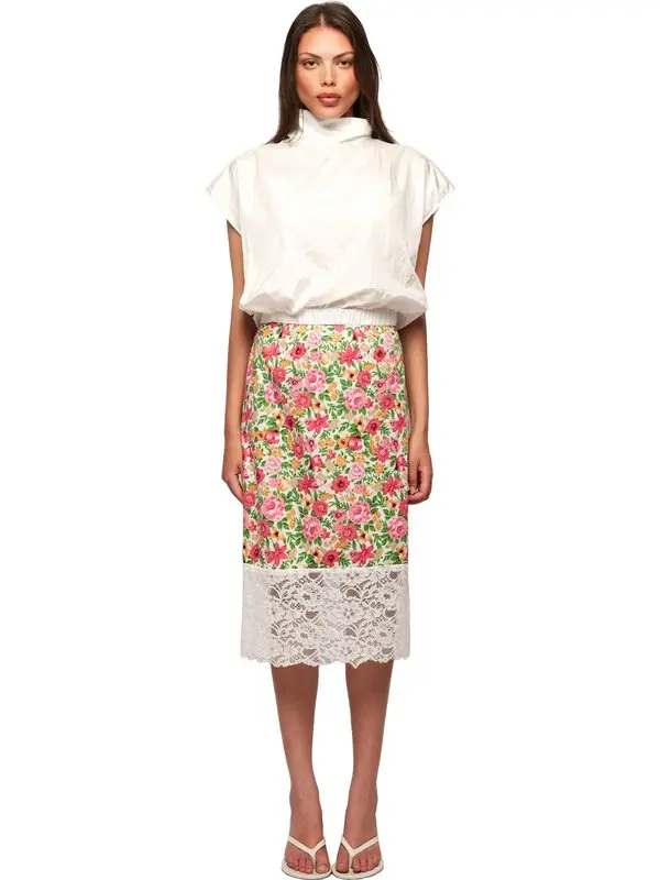 SWF Lace Trim Midi Skirt - Field