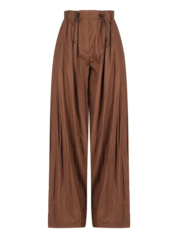 SWF Parachute Draped Wide-leg Pants - Cocoa