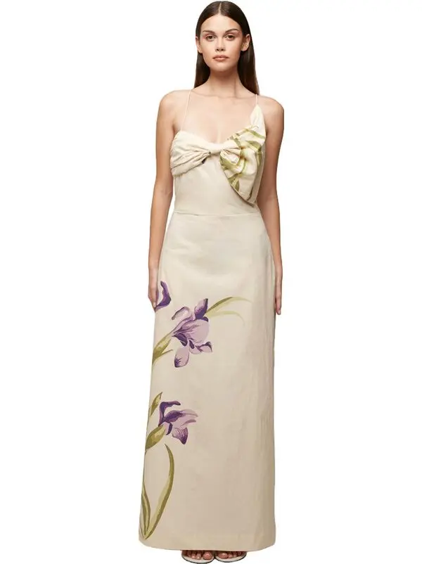 SWF Bow Front Maxi Dress With Floral Print - Violet Muse
