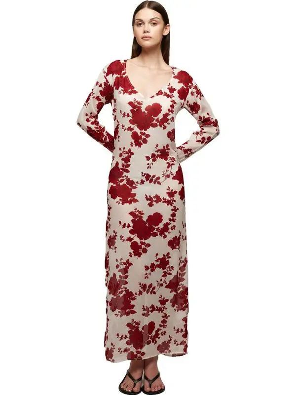 SWF Long Sleeve Sheer Midi - Red Veil