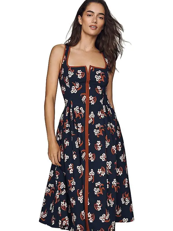 Maeve Arlette Midi Dress Sarah Cliff - Navy