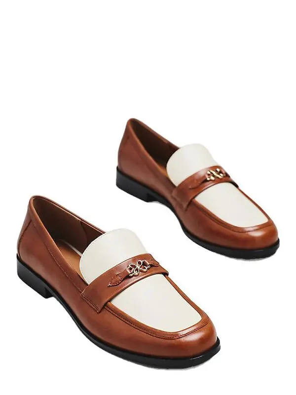Maeve Colorblock Leather Loafers - Tan