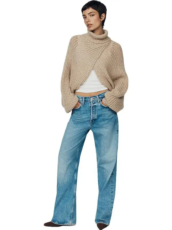 Anthropologie Cable-knit Draped Shrug - Taupe