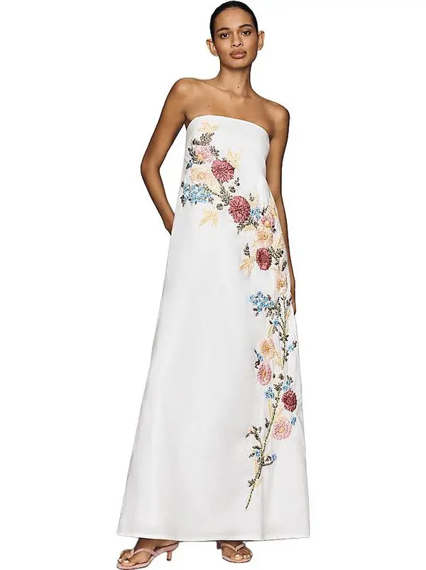 Mac Duggal Embroidered Len Dress - White