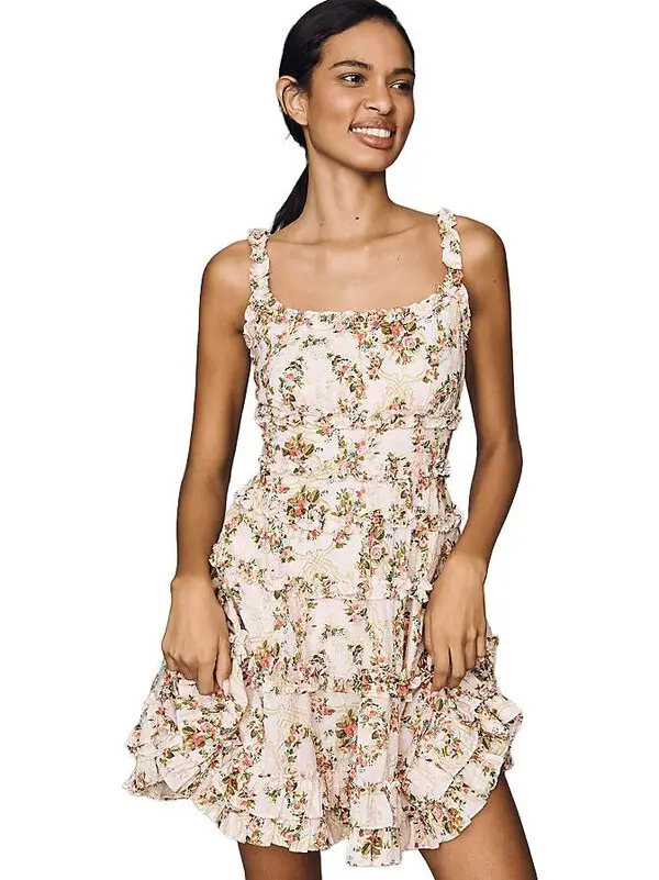 Mac Duggal A-le Ruffle Dress - Pink Pattern