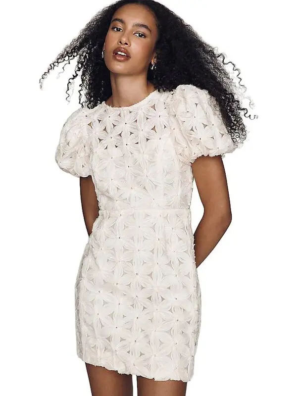Endless Rose Puff-sleeve Mi Dress - Cream